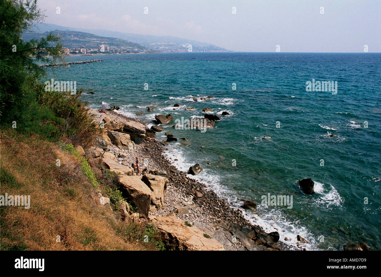 Strand Italien San Remo Ligurien Bussana Stockfotografie - Alamy