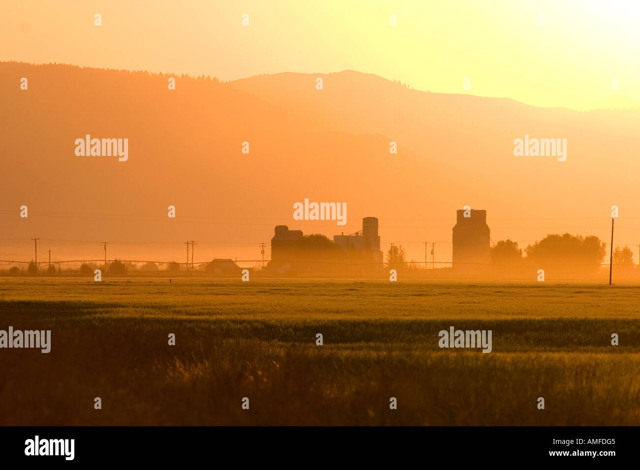 Sonnenaufgang über der Camas Prairie Fairfield, Idaho Stockfotografie ...