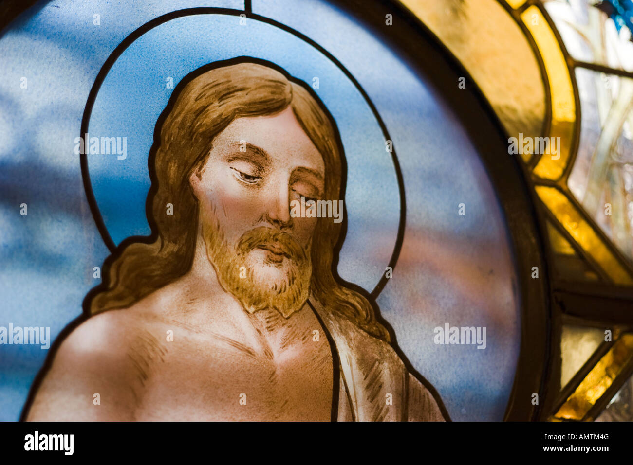 Jesus Christus Bild gemalt am Glasfenster Nossa Senhora Aparecida alten ...