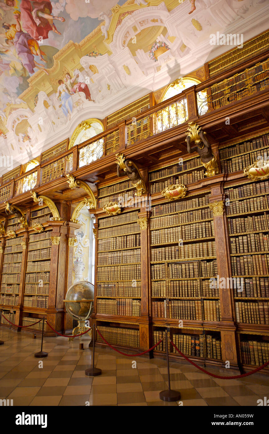 Bibliothek im Stift Melk, Kloster Melk, Österreich, Europe. UNESCO ...