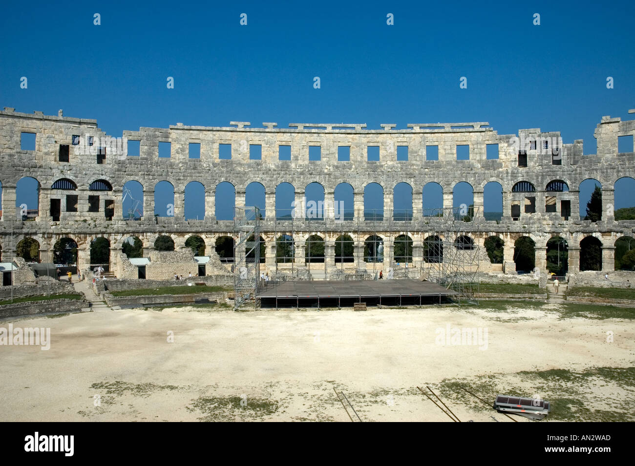 Silhouette Amphitheater Pula Kroatien antike römische Ruinen Theater ...