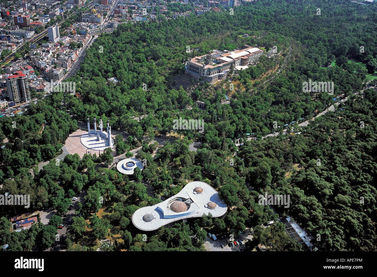 Luftaufnahmen über Chapultepec Park und Burg-Mexiko-Stadt ...