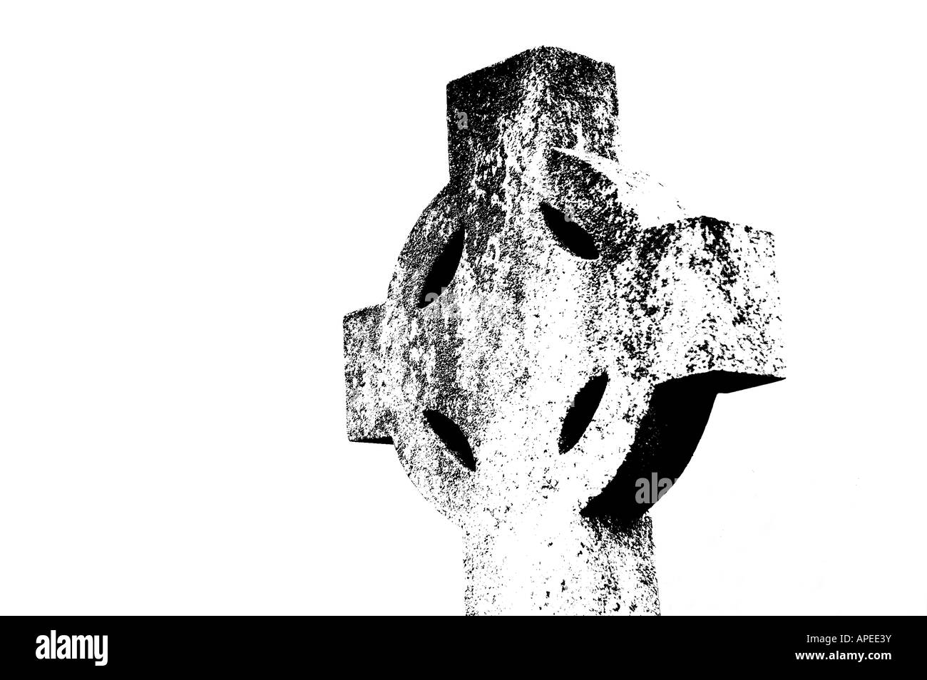 Schwarz / weiß Keltisches Kreuz Grabstein Stockfotografie - Alamy