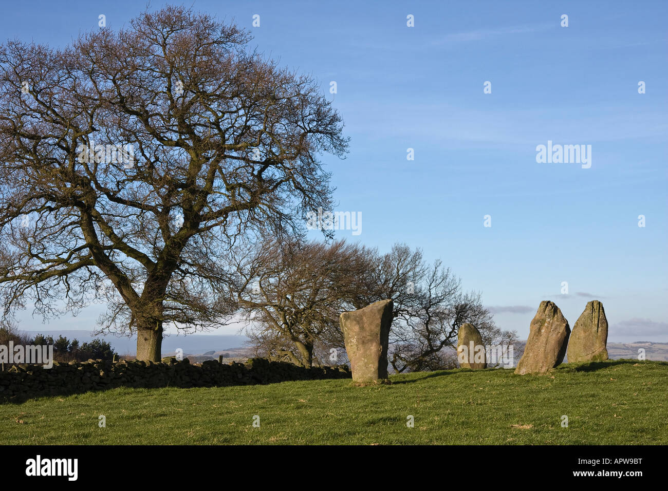 Neun Steinen engen Steinkreis, Harthill Moor, Peak District National ...