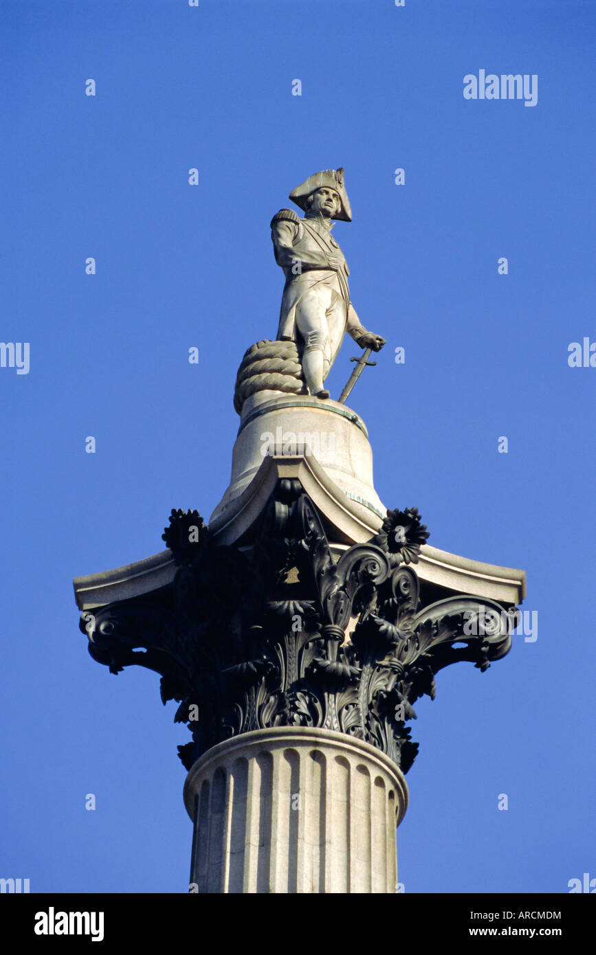 Statue von Admiral Lord Nelson, Nelsonsäule, Trafalgar Square, London ...