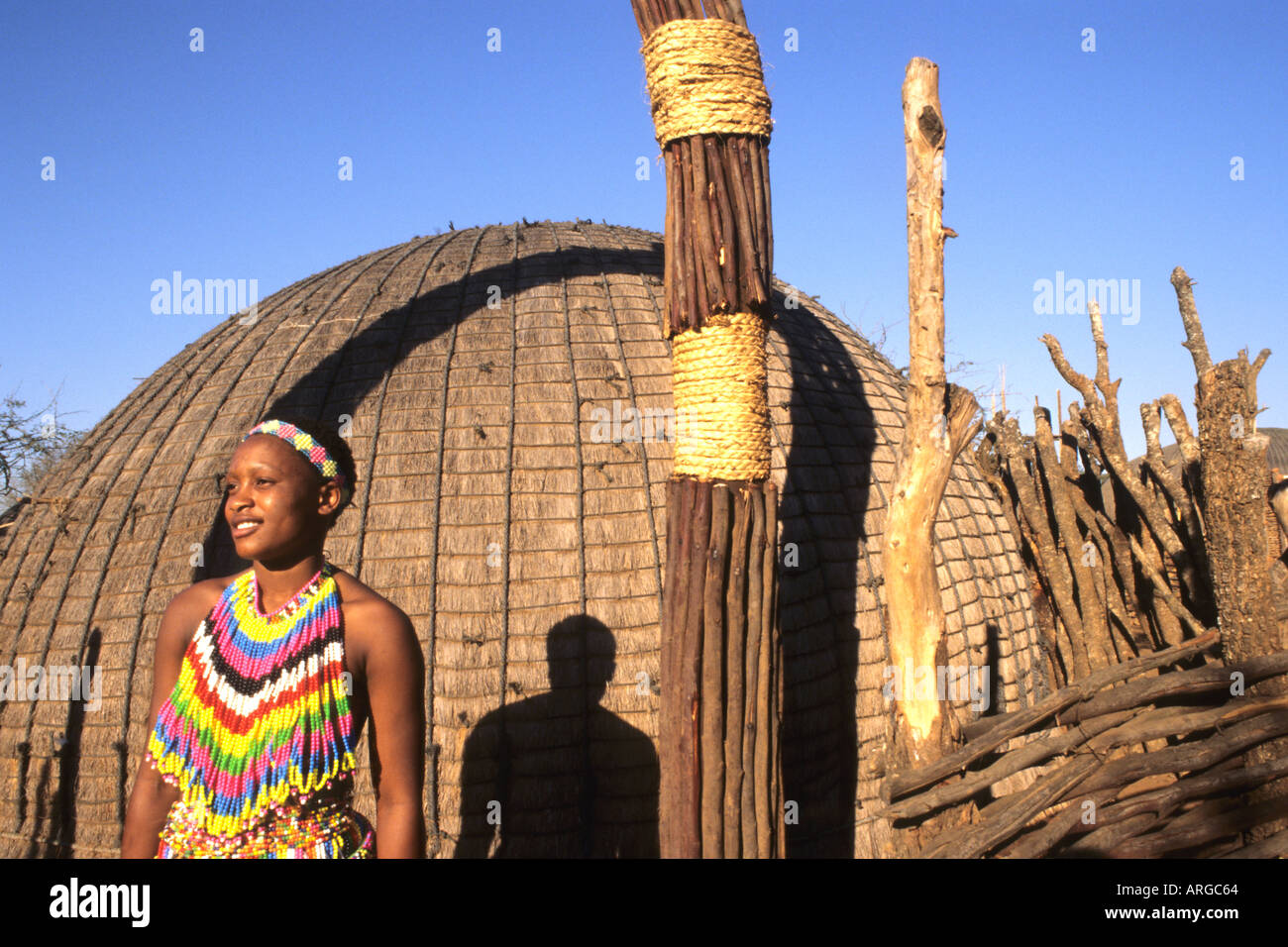 Einheimische Zulu Frau Bei Shakaland Center South Africa