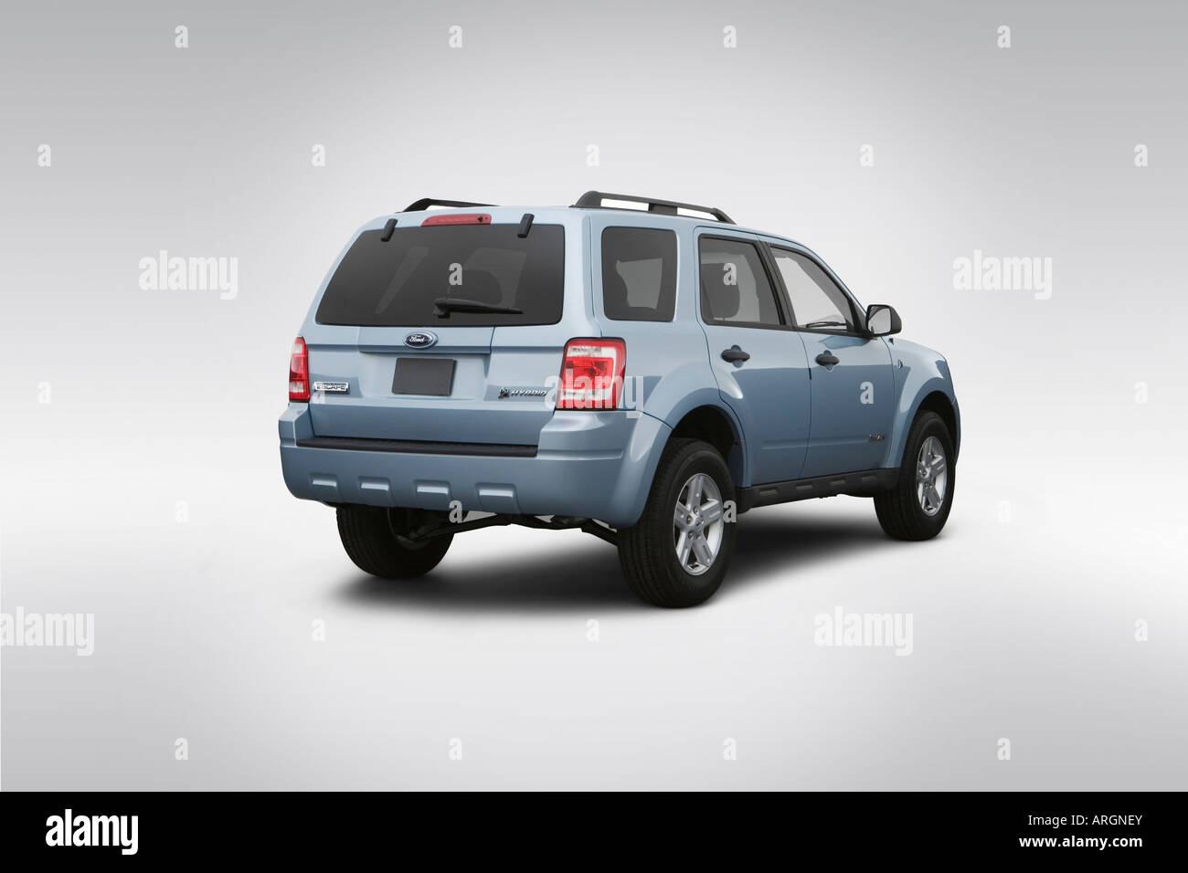 2008 Ford Escape Hybrid blau Winkel Ruckansicht Stockfotografie Alamy