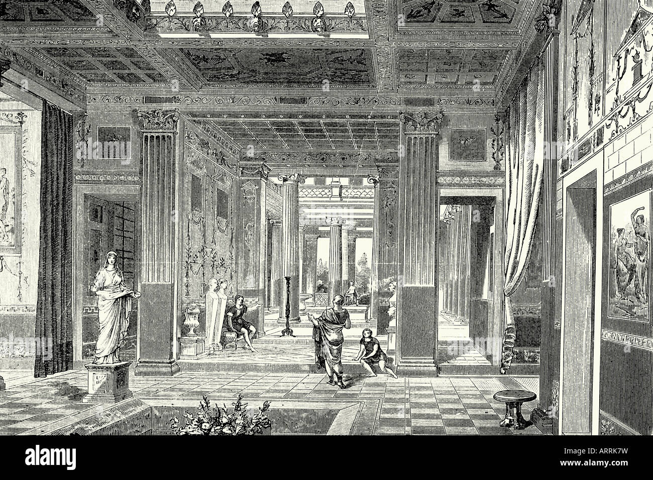 Römisches Haus. Atrium. Antike Darstellung 1914 Stockfotografie - Alamy