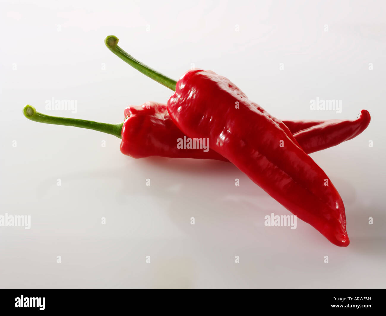 Rote Spitze Paprikaschoten auf weißem Hintergrund Stockfotografie - Alamy