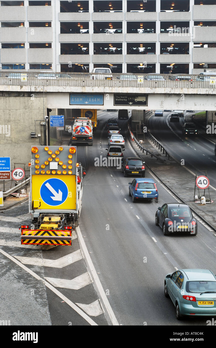 Autobahn-Baustellen mit Umleitung Stockfotografie - Alamy