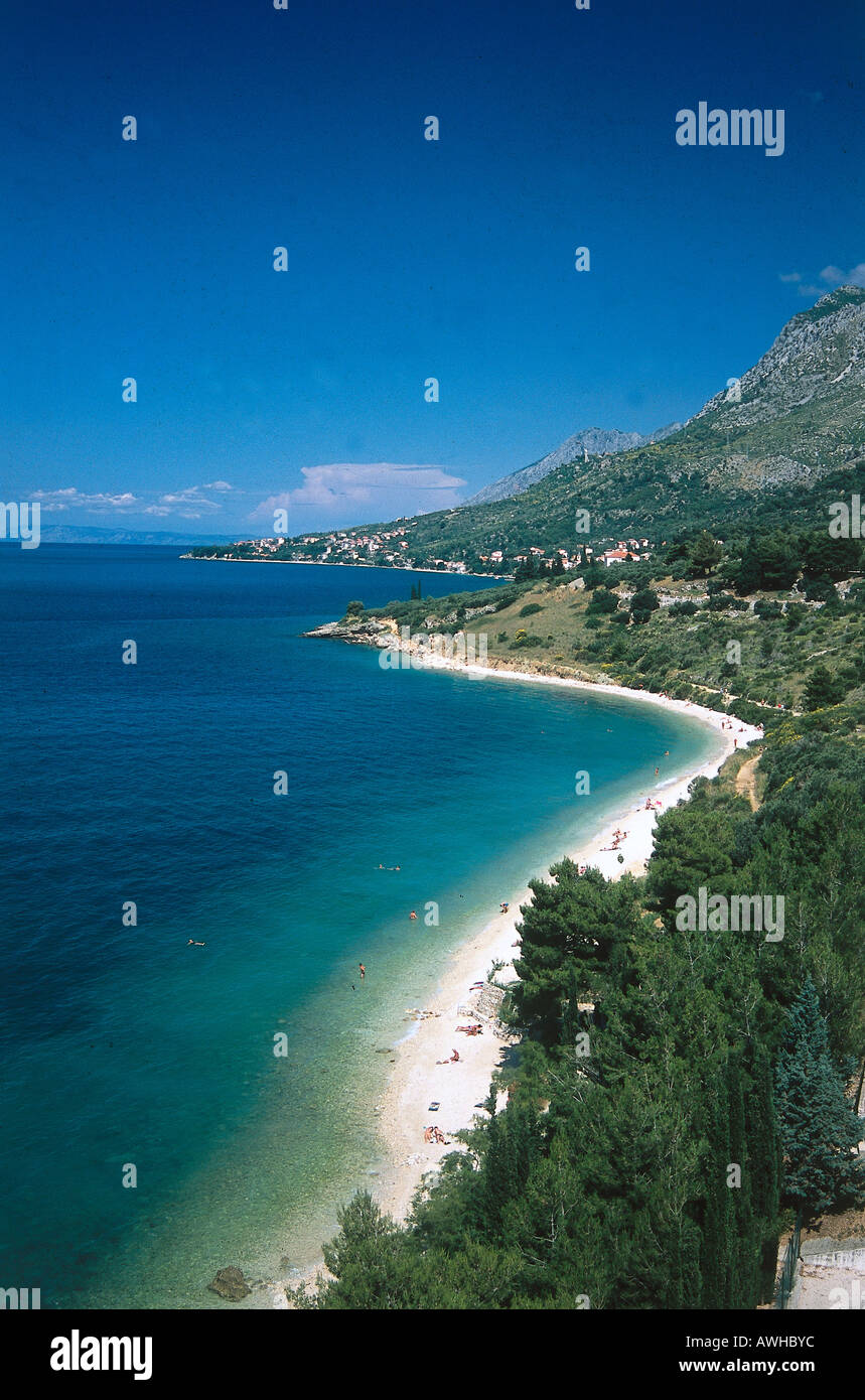 Kroatien, Dalmatien, Gradac, längste Strand in östliche Adria erstreckt ...