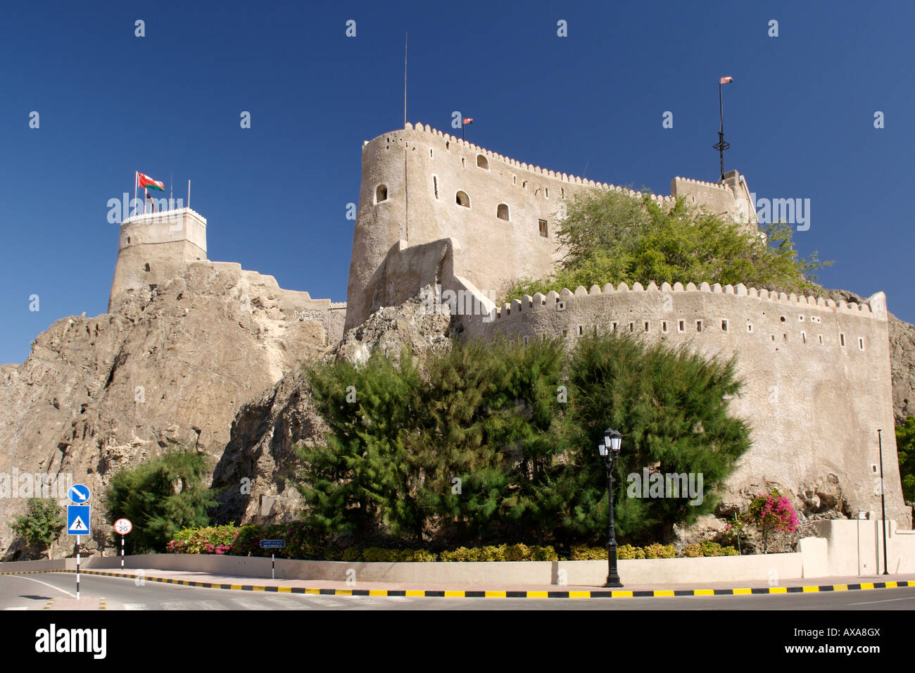 Das Al Mirani Fort in der alten Stadt Muscat, der Hauptstadt des ...
