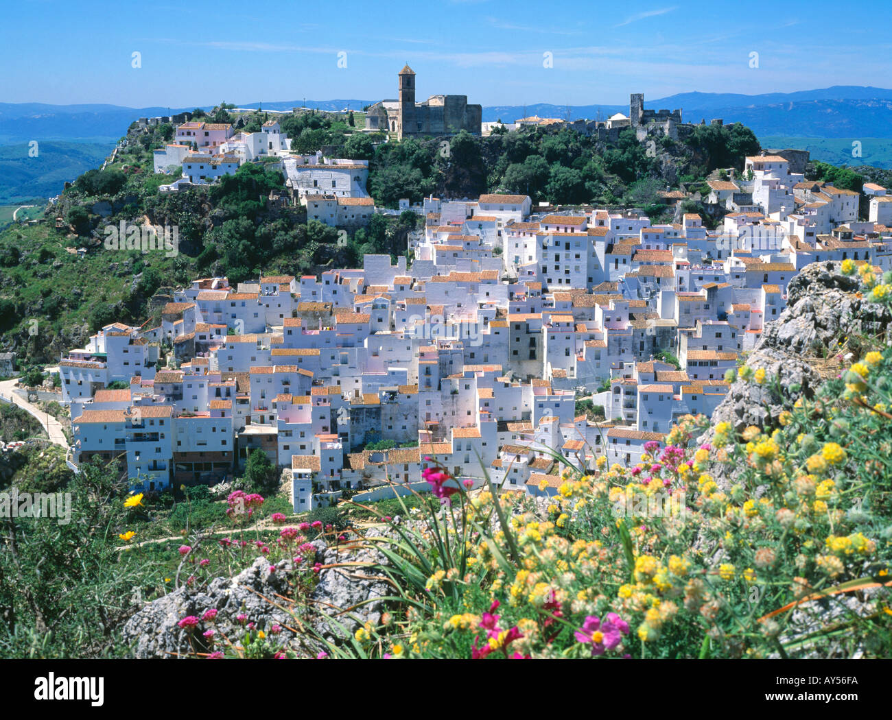 Casares weiße Dorf Costa Del Sol, Provinz Malaga Andalusien Spanien ...