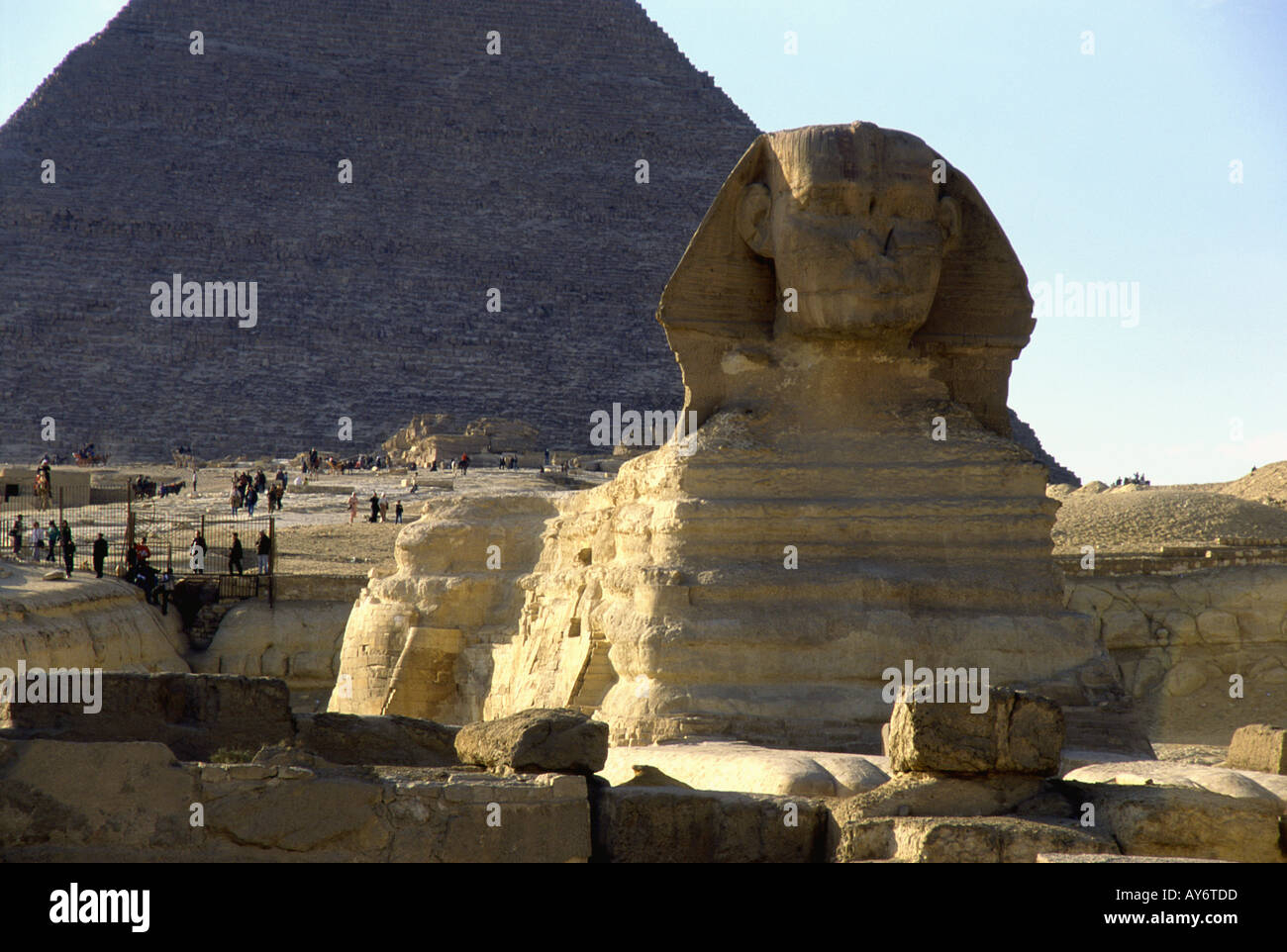 Große Sphinx & Pyramide des Chephren Tal Tempel Gizeh Kairo Arabische ...