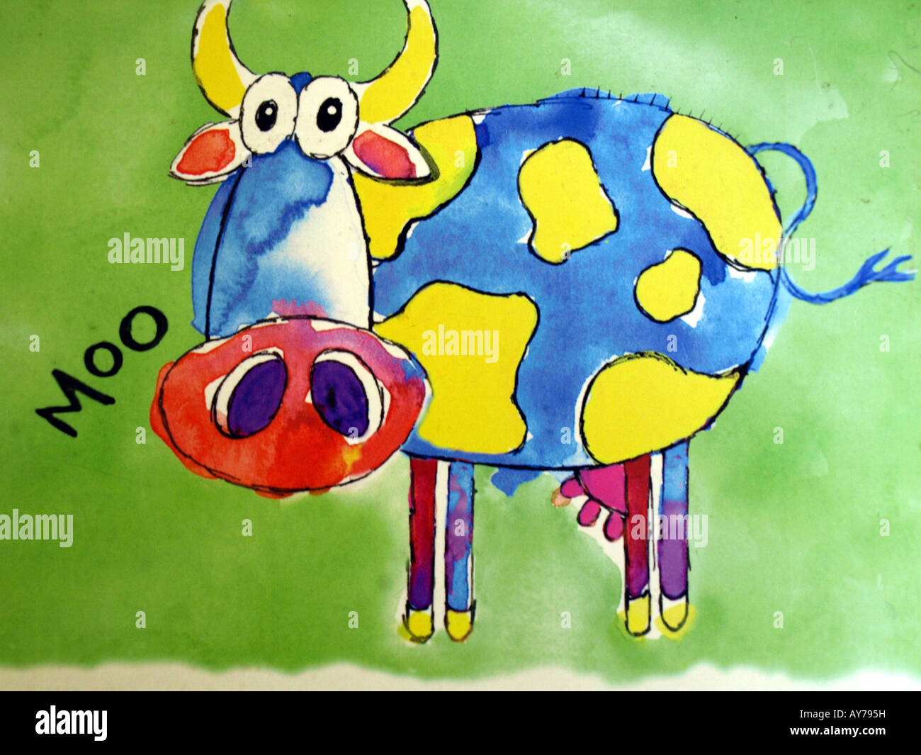 ein Foto von einer Kinder Aquarell einer Kuh mit Sound-Effekten ...