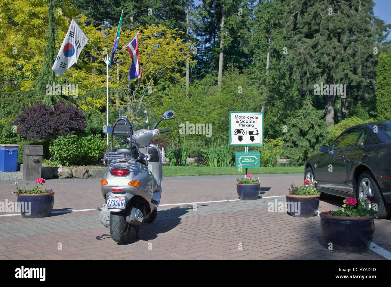 Vespa ET4 Motorroller in speziellen reservierten Motorrad Parkplatz in ...