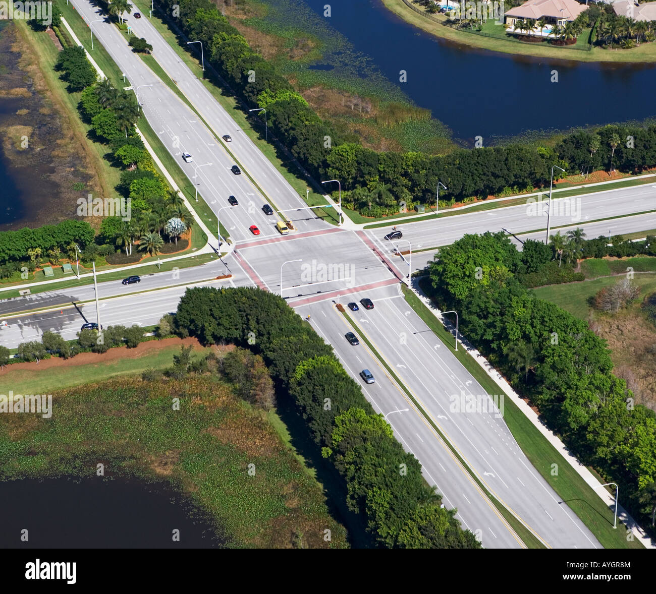 Luftaufnahme der Fahrbahn, Autobahn Stockfotografie - Alamy