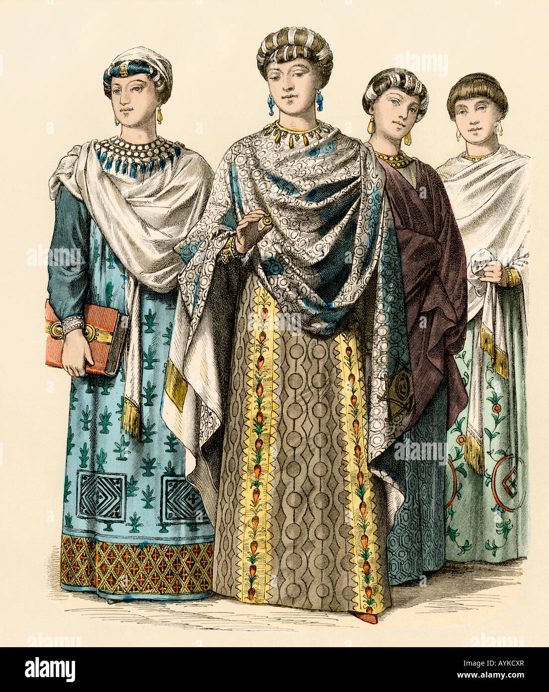 Damen in Hof der Kaiserin Theodora, östlichen Römischen Reiches 500 AD ...