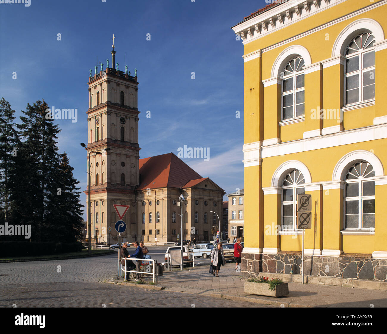 Marktplatz, Barocke Stadtkirche Und Klassizismusrathaus, Neustrelitz, Mecklenburger Seenplatte ...