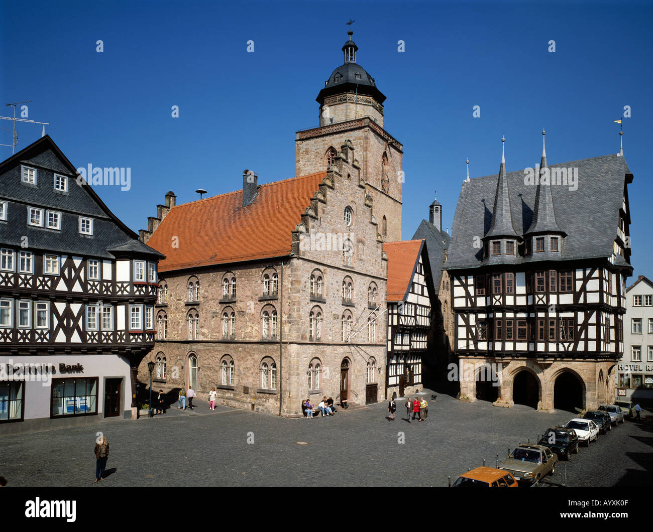 Marktplatz, Weinhaus, Walpurgiskirche, Fachwerkrathaus, Alsfeld ...