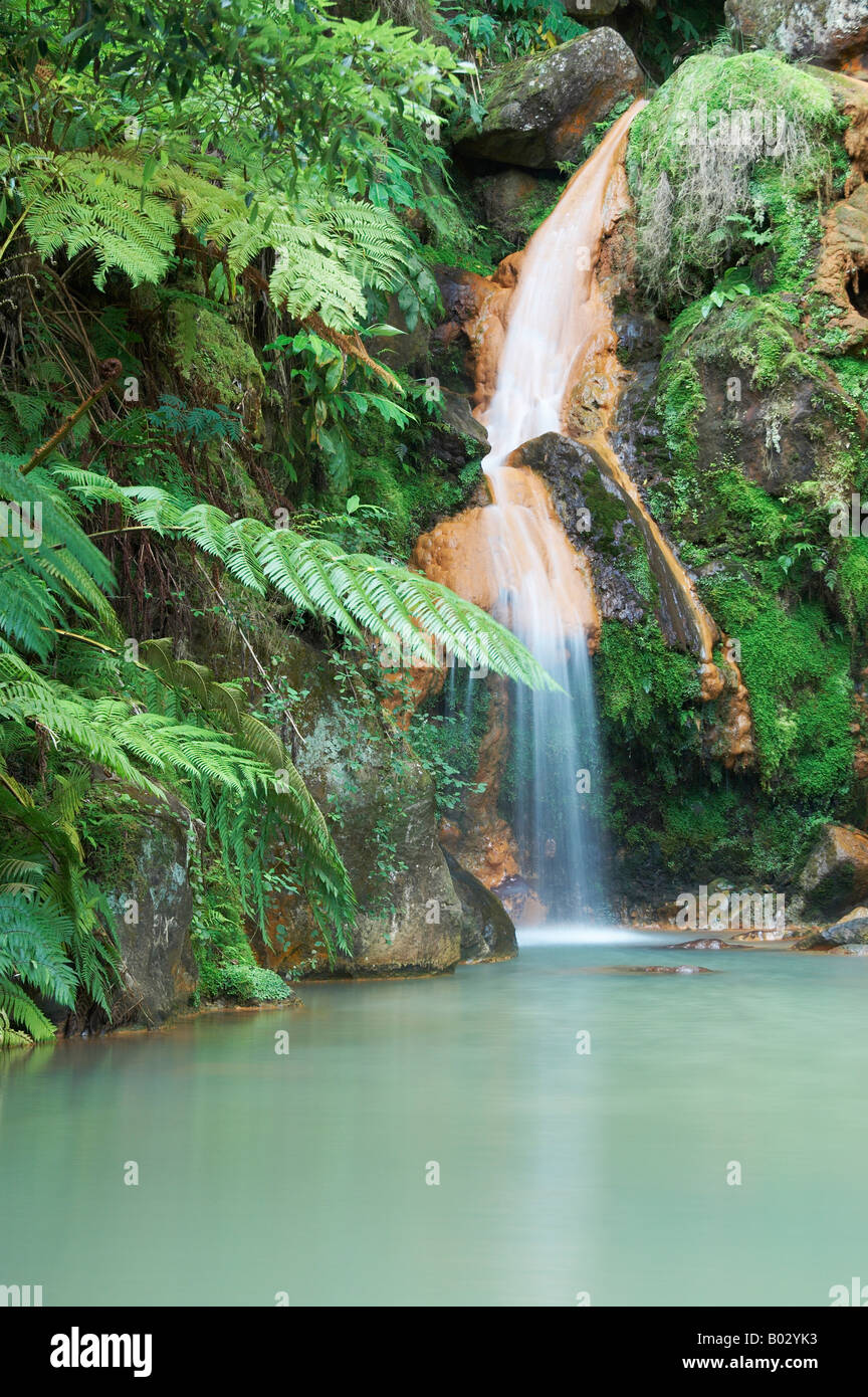 Azoren, Caldeira Velha Wasserfall in der Nähe von Ribeira Grande, Insel ...