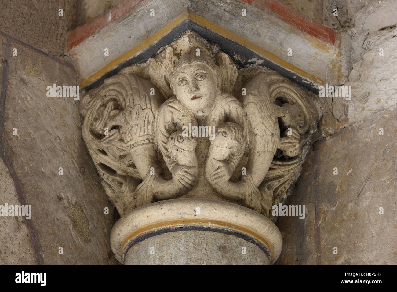 Maria Laach, Abteikirche, Romanisches Kapitell einer der Innenseite des ...