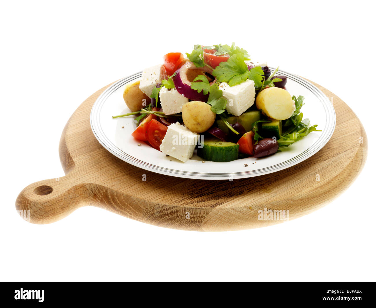 Authentische griechische Stil Gemischter Salat mit Feta Käse und ...