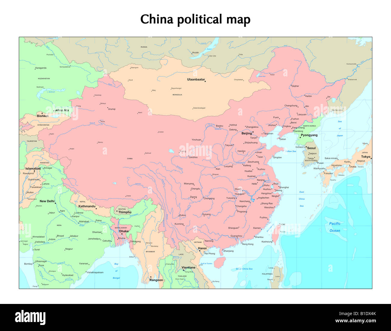 Politische Landkarte von China Stockfotografie - Alamy