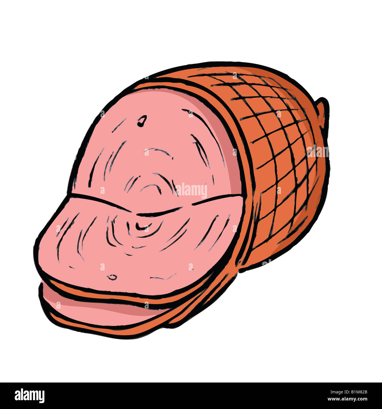 Cartoon-Illustration des geschnittenen Schinken Stockfotografie - Alamy