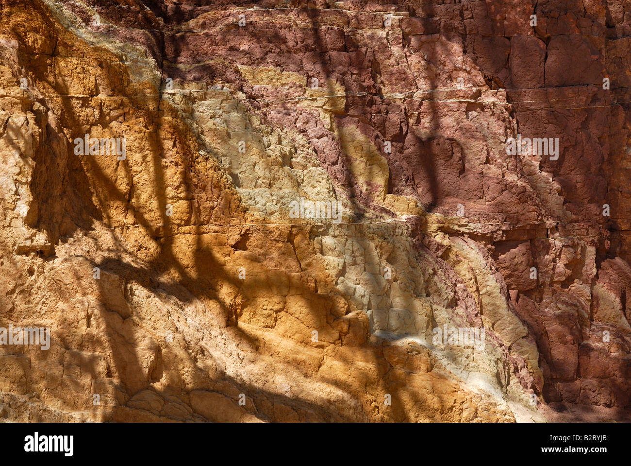 Soft-Rock-Wand in den Gruben Ocker, Quelle der Aborigines, die Färbung ...