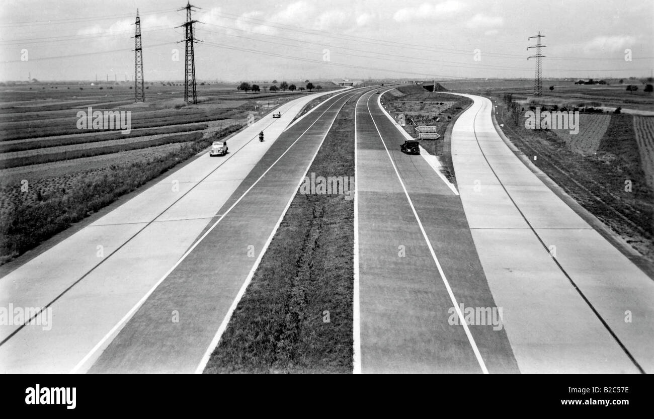 Autobahn Heidelberg-Frankfurt, drehen für Mannheim, historisches Foto ...