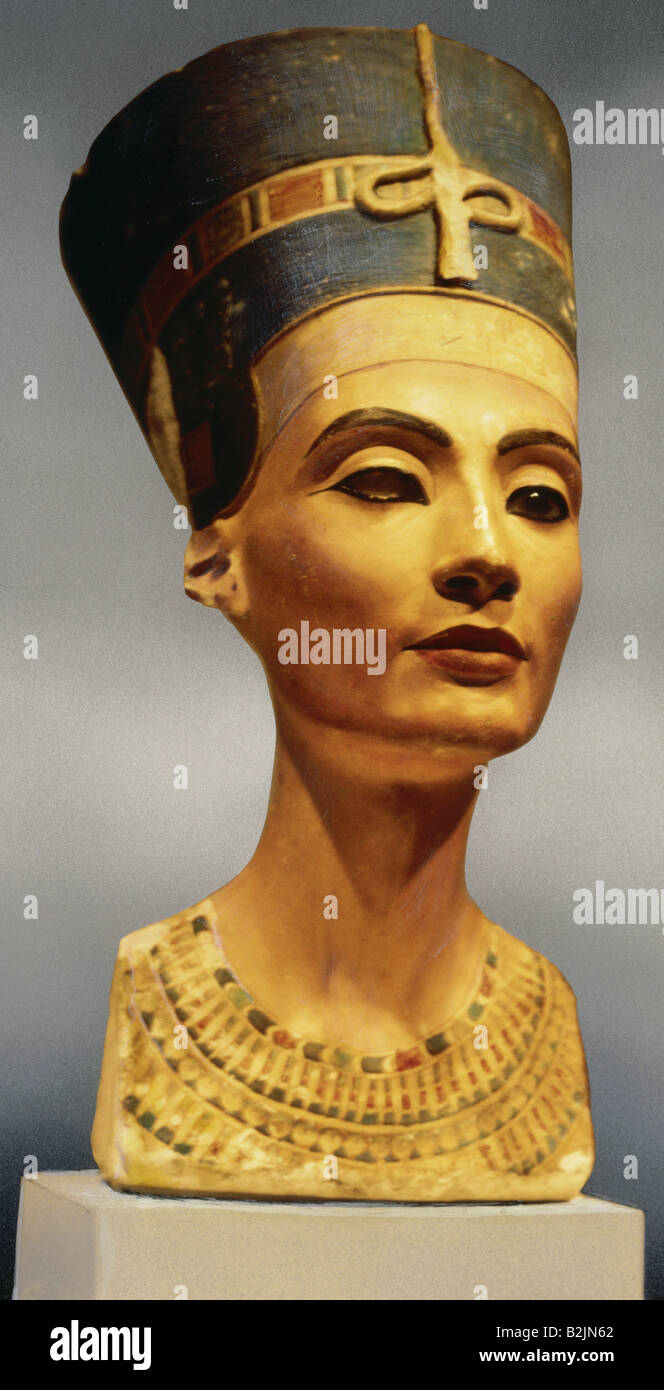Nefertiti, ägyptische Königin, 18. Dynastie, Porträt, Büste, Kalksteine ...