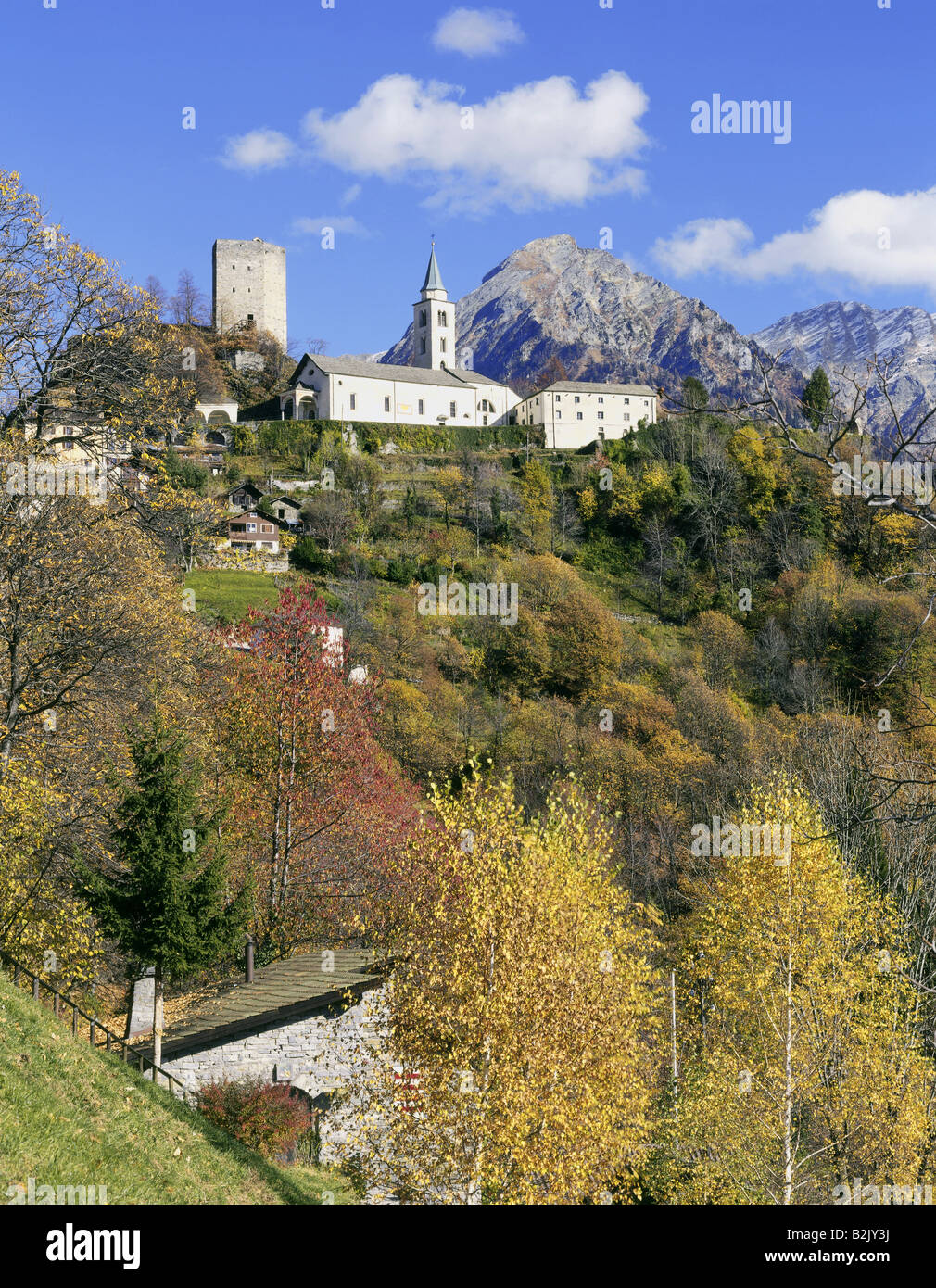 Geographie/Reisen, Schweiz, Graubünden, Santa Maria in Calanca, Blick ...
