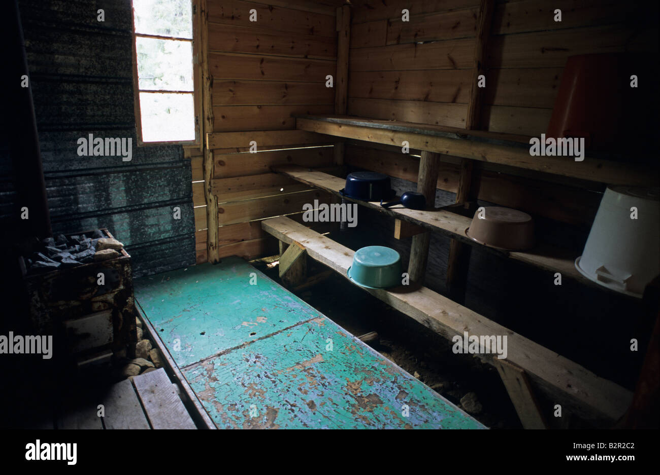 Finnland Tankavaara Goldmine traditionelle Finnsauna Stockfotografie ...