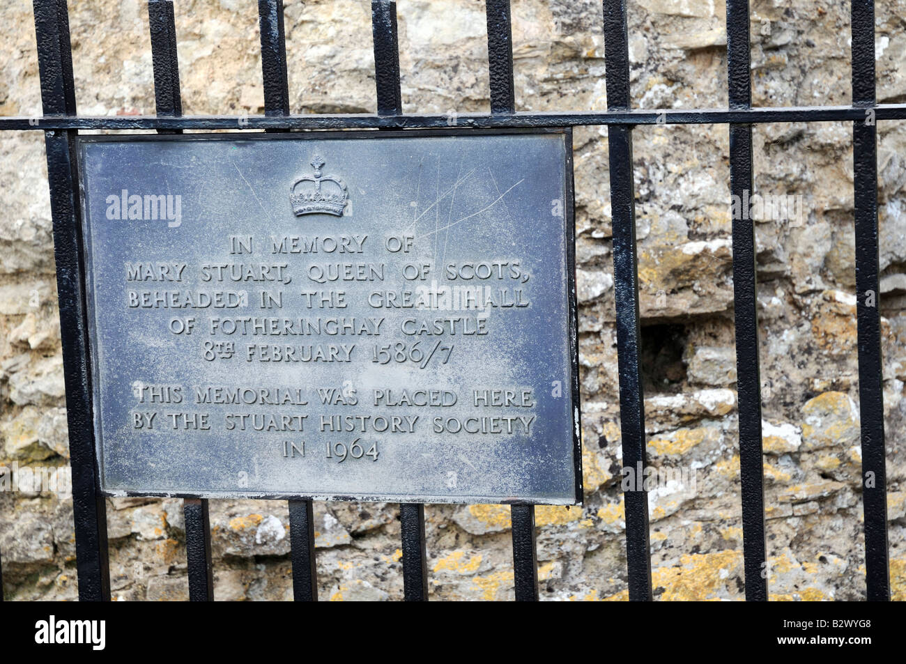 Maria Stuart, Königin von Scots. Stuart History Society Gedenktafel ...