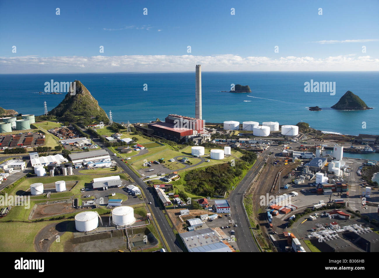 Bulk-Kraftstofftanks New Plymouth Kraftwerk Paritutu und Sugar Loaf ...