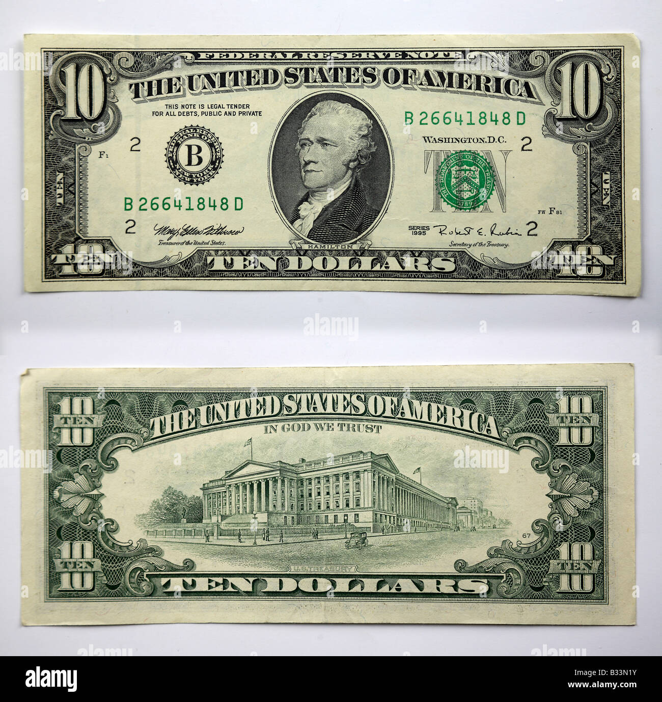 10-Dollar-Banknote Dollar aus Vereinigte Staaten von Amerika ...