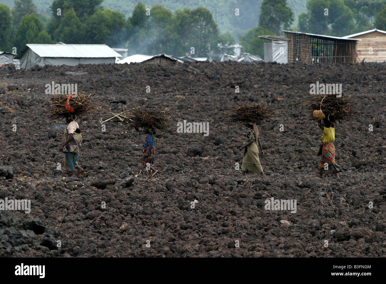 Die Nachwirkungen der Nyiragongo Vulkan Eruption in der Stadt Goma ...