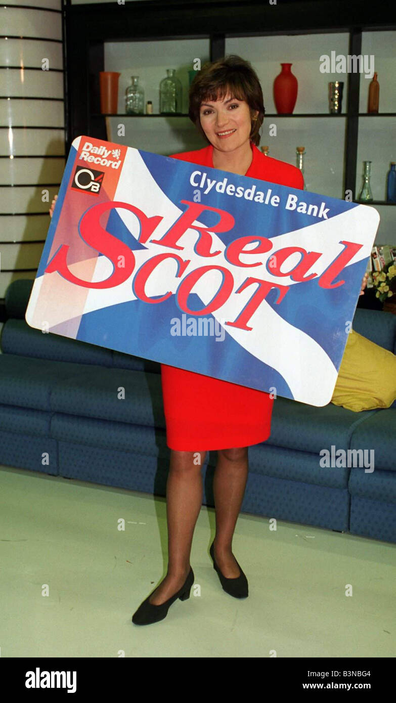 Lorraine Kelly TV Presenter mit der Clydesdale Bank Real Scot Karte ...