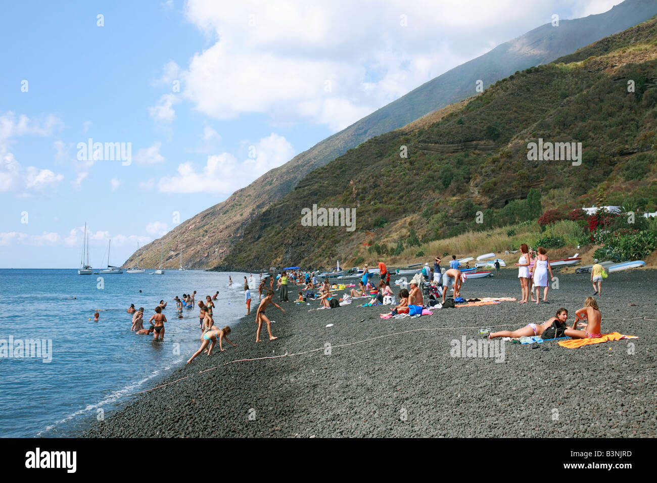 San Vincenzo Badestrand Auf der Vulkaninsel Stromboli, Aeolische Oder Liparische Inseln ...