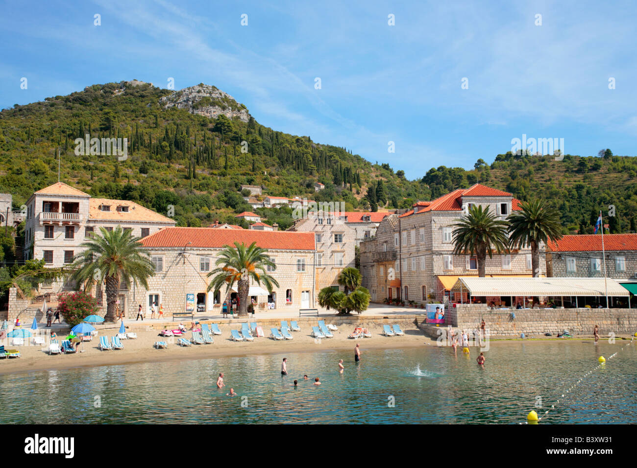 Stadt auf Lopud Insel in der Nähe von Dubrovnik, Kroatien, Osteuropa ...