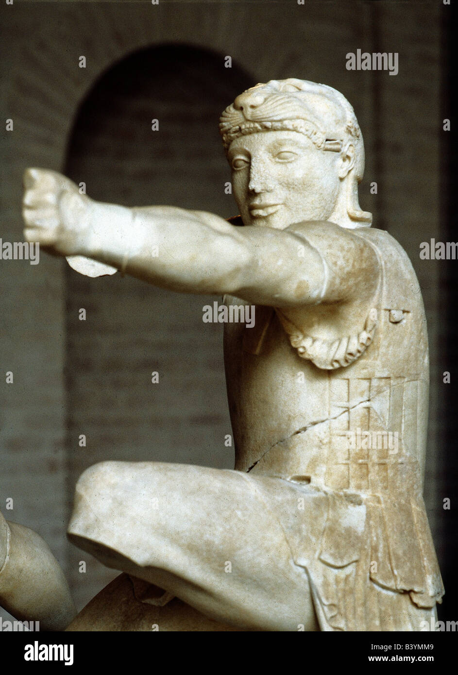 Bildende Kunst, antike, Griechenland, Skulptur, Krieger mit Helm, östlichen Giebel, Tempel des ...