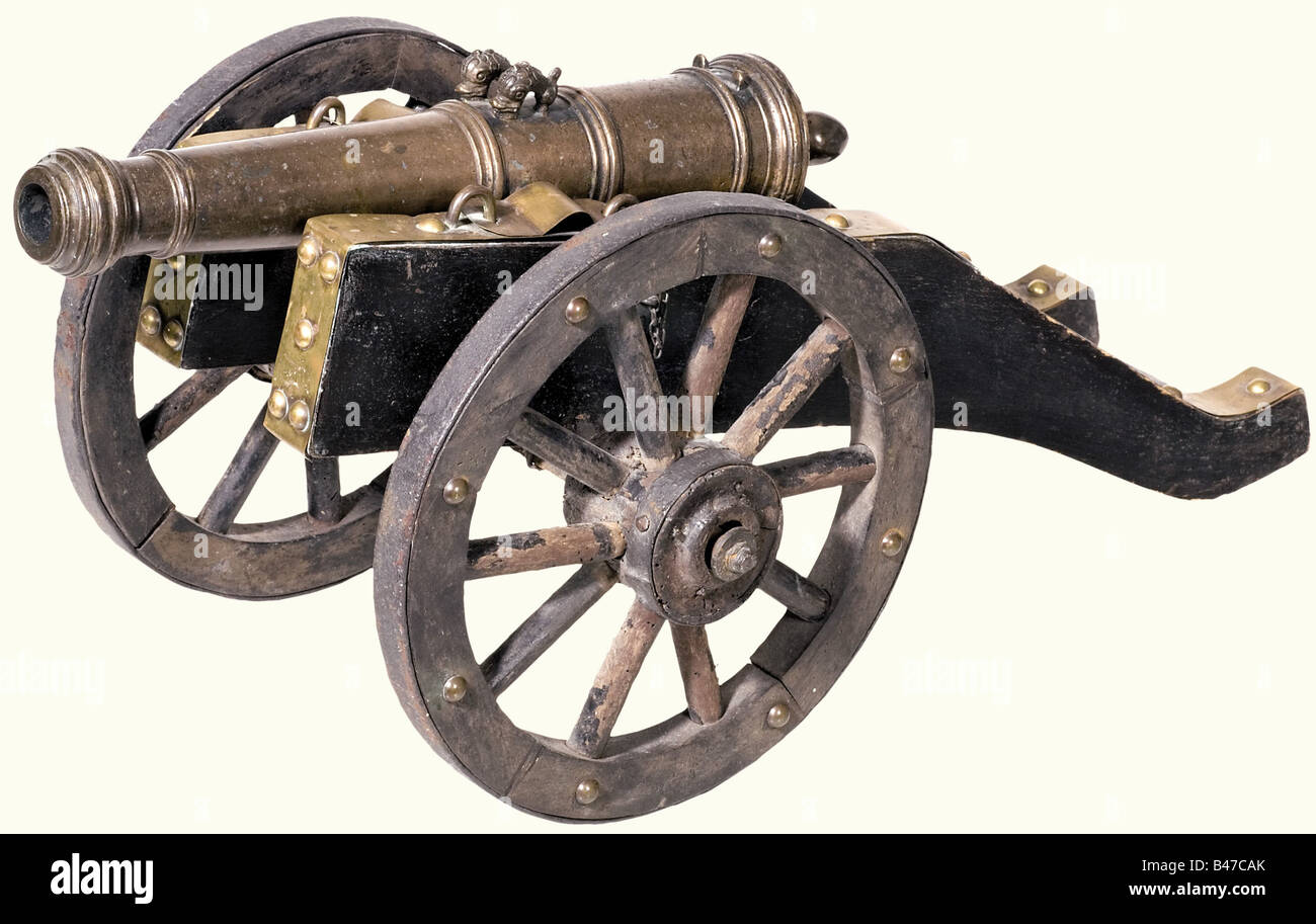 Ein Paar Modellkanonen, Deutsch, ca. 1700. Bronzefässer in mehreren ...