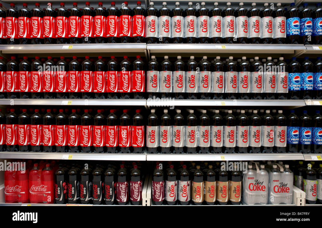 Alkoholfreie Getränke Koks und Ernährung Coca Cola abgebildet auf einem ...