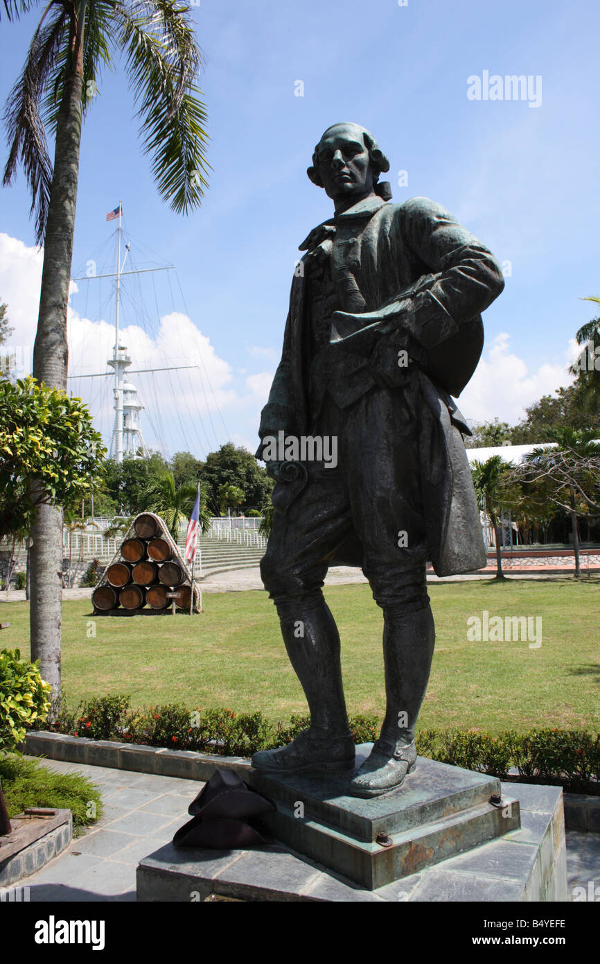 Statue von Captain Francis Light am Fort Cornwallis, Penang, Malaysia ...