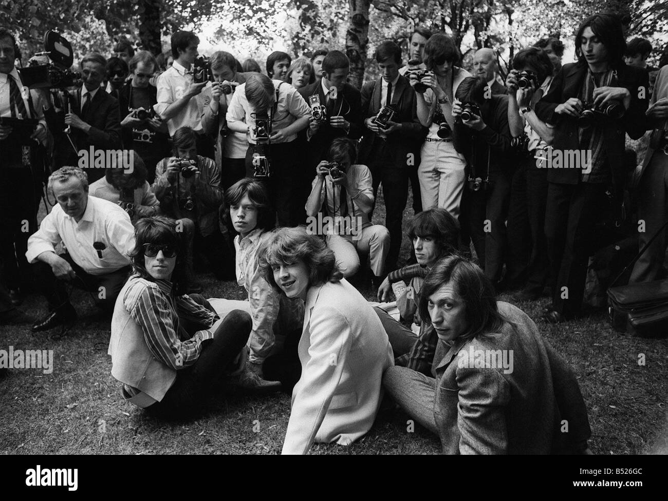 Die Rolling Stones-Pop Gruppe 1969 Mick Taylor Mick Jagger im Hyde Park ...