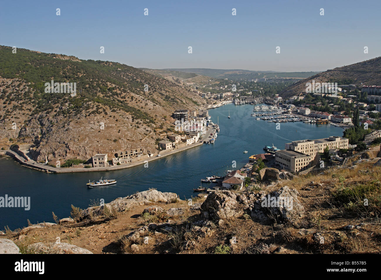 Luftbild von Balaklawa Bucht von Balaklawa, Halbinsel Krim ...