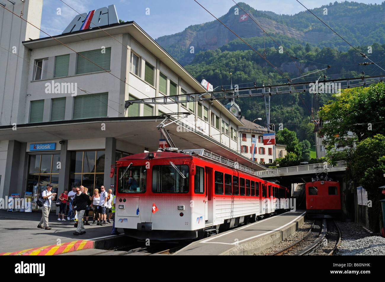 Basisstation, Zahnradbahn, die Rigi, Vitznau, Kanton Luzern, Schweiz ...