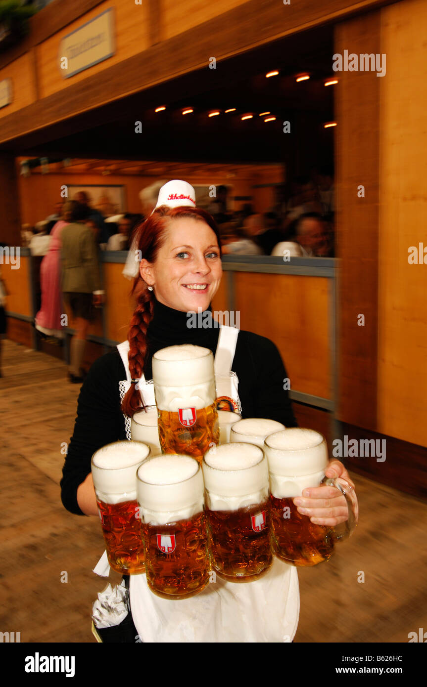 Kellnerin, Wies'n, Oktoberfest, München, Bayern, Deutschland, Europa ...