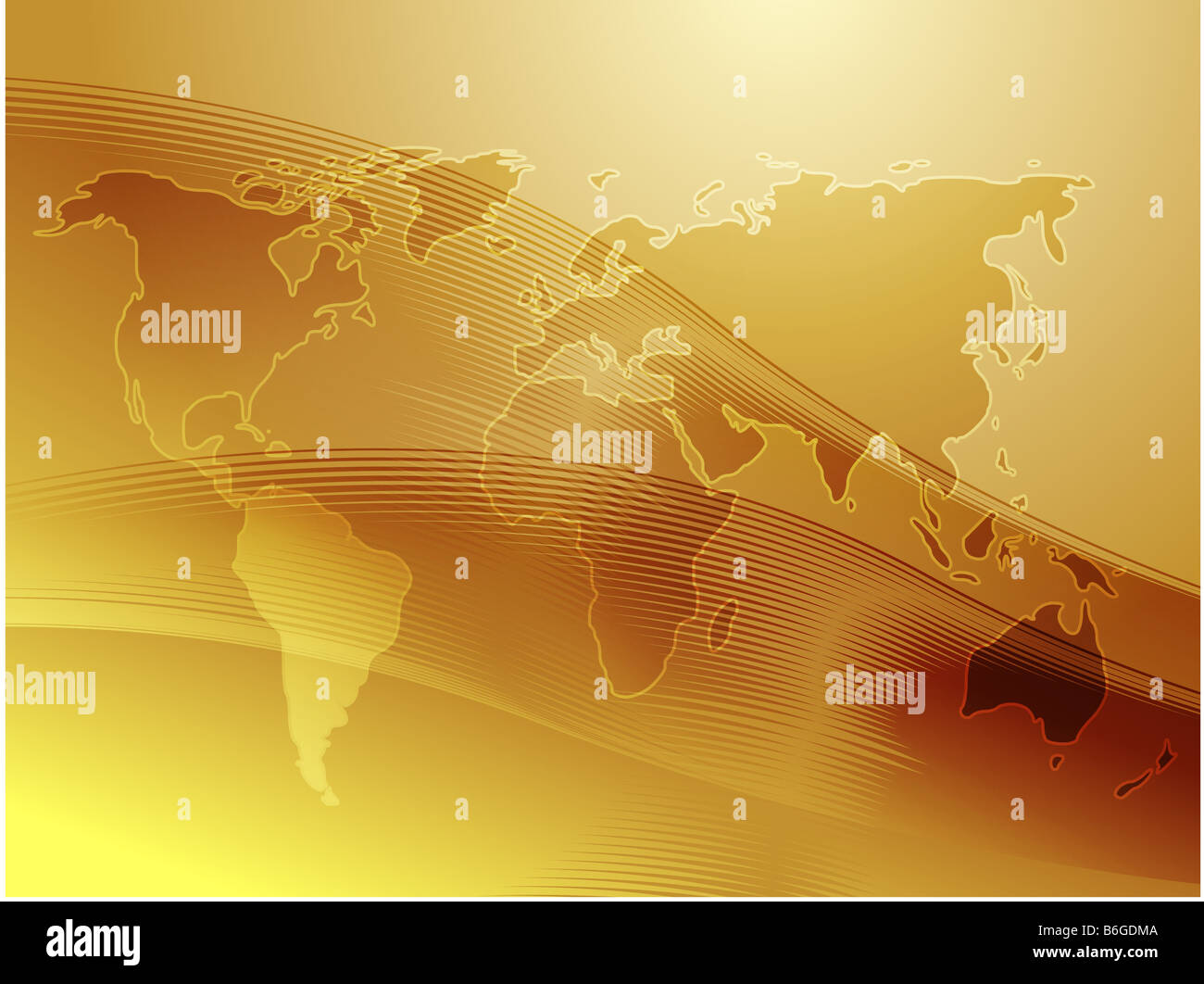Karte der Welt Illustration mit wellenförmigen Verlauf Kurven ...